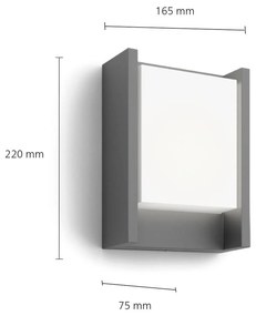 Venkovní nástěnné svítidlo Philips LED Arbour UE, 1 světlo 2 700 K