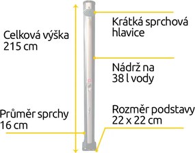 Hawaj solární sprcha 38L černo-stříbrná s teploměrem