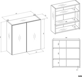 Závěsná koupelnová skříňka se zrcadlem POLA 2DL kašmírová