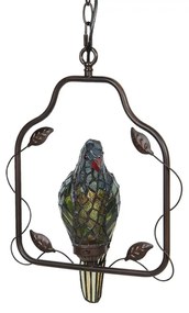 Závěsné vitrážové světlo Tiffany v designu papouška – 40x26x86 cm