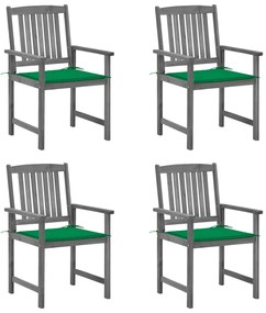 Zahradní židle s poduškami 4 ks šedé masivní akáciové dřevo,  3061232