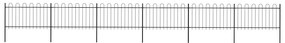 Zahradní plot s obloukem nahoře ocelový 1005 x 100 cm černý 277661