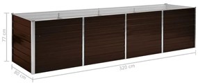 vidaXL Marketos Zahradní vyvýšený záhon hnědý 320 x 80 x 77 cm pozinkovaná ocel