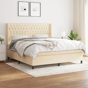 Box spring postel s matrací krémová 180x200 cm textil 3131694