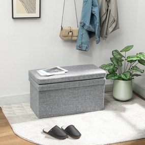 HOMCOM skládací lavice s opěradlem a prostor pro uložení 77 l, potah z látky, 76x50x73 cm, šedá