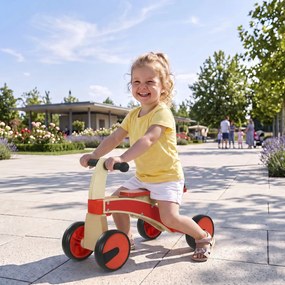 AIYAPLAY Dětské odrážedlo, dřevěné odrážedlo s EVA koly, vyšší opěrkou zad pro děti od 2–3 let, červené