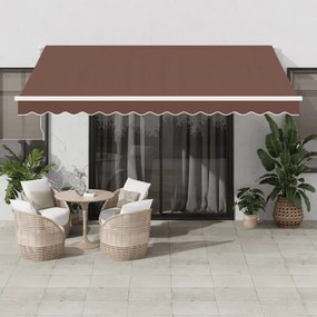 Automatická zatahovací markýza s LED hnědá 400 x 350 cm 3215390