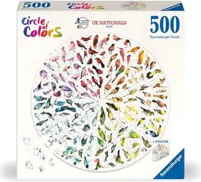 RAVENSBURGER Kulaté puzzle Circle of Colors: Ptáci / 500 dílků