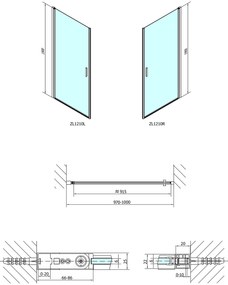 Polysan ZOOM LINE sprchové dveře 1000mm, čiré sklo, ZL1210