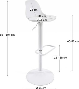 Matně bílá barová židle s nastavitelnou výškou z imitace kůže (výška sedáku 60 cm) Orlando-T – Kave Home