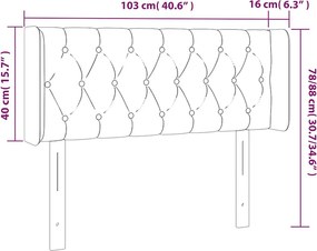 Čelo postele s LED tmavě modré 103 x 16 x 78/88 cm samet 3123618