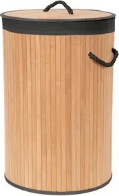 Compactor Bamboo černá / Bambusový koš na prádlo s víkem / kulatý / 75