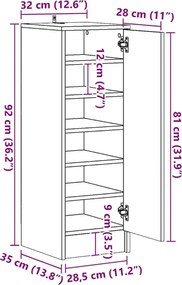 vidaXL Botník 32 x 35 x 92 cm dřevotříska [808975] Barva: dub sonoma