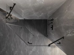 Mexen Lunar, výklopný pětiúhelníkový sprchový kout pravý 100 x 90 cm, 8mm čiré sklo, černý profil, 831-100P-090L-70-00-P