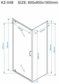 BPS-koupelny Čtvercový sprchový kout HYD-OK04B 80x80 černá/transparent