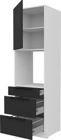 ARIA bc | vysoká skříňka 60 DPS-210 3S1F na vestavnou troubu | PREMIUM BOX | 60 cm | ANTI FINGERPRINT povrch | bílá/černá