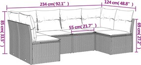6dílná zahradní sedací souprava s poduškami černá polyratan 3249225