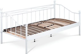 Postel jednolůžková 90x200, kovová konstrukce, matný lak – vzdušný kovový rám bílá