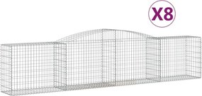 Klenuté gabionové koše 8 ks 400x50x80/100 cm pozinkované železo 3146989