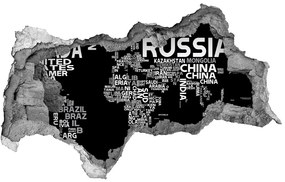 Wallmuralia Samolepící díra na stěnu Mapa světa nápis 95x73 cm
