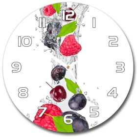 Wallmuralia Skleněné hodiny na stěnu Ovoce a voda fi 30 cm