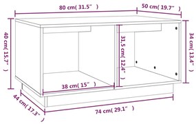 Konferenční stolek černý 80 x 50 x 40 cm masivní borové dřevo