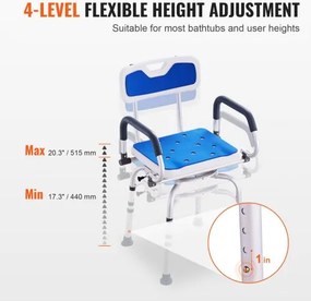 křeslo do sprchy otočné o 360° sedátko do vany s otočnými rameny 181,4 kg