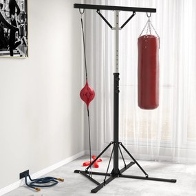 Stojan na boxovací pytel SPORTNOW, výškově nastavitelný, volně stojící držák boxovacího pytle se speedballem, nosnost až 60 kg, ocel, černý