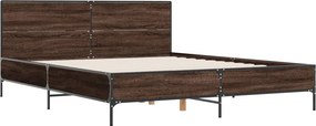 Rám postele hnědý dub 120 x 200 cm kompozitní dřevo a kov 3279996
