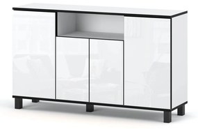 Stiv-Meble Komoda Loft 140 cm - bílá matná/bílý lesk