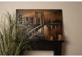 3D hnědý kovový obraz Golden Gate San Francisco - 120*5*80 cm