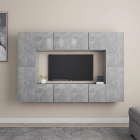 8dílný set TV skříněk betonově šedý dřevotříska 3079088