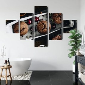 Vícedílný obraz Muffiny S Třešněmi Nedostatek Nedostatek Přírodní plátno 250x150