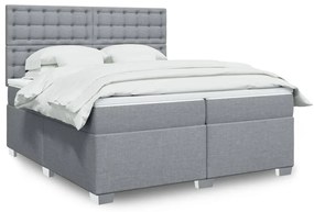 Box spring postel s matrací světle šedá 200 x 200 cm textil