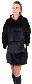 Sametová deka s rukávy a kapucí VELVET SNUGGIE černá