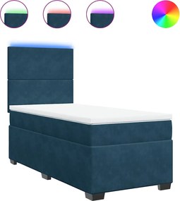 Box spring postel s matrací modrá 80 x 200 cm samet 3293060