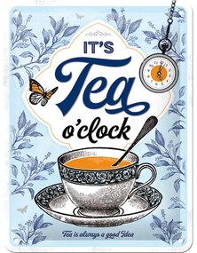 Postershop Plechová cedule: It's Tea O'Clock - 15x20 cm