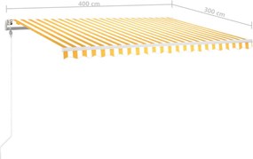 vidaXL Marketos Automatická markýza LED a senzor větru 400 x 300 cm žlutá/bílá
