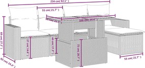 6dílná zahradní sedací souprava s poduškami černá polyratan 3271287