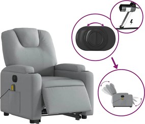 Elektrické zvedací masážní polohovací křeslo světle šedé textil 3204404