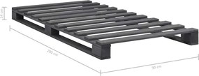Rám postele z palet šedý masivní borovice 90 x 200 cm 285248
