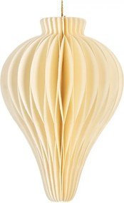 Papírová béžová skládací vánoční ozdoba baňka - Ø 8*10 cm