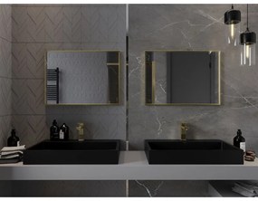 Mexen Loft, obdélníkové koupelnové zrcadlo 70 x 50 cm, barva rámu zlatá lesklá, 9852-070-050-000-50