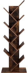 Dřevěná police na knihy s 8 přihrádkami ve tvaru stromu 50 x 25 x 141,5 cm