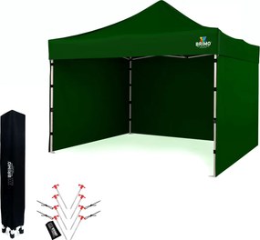 BRIMO Nůžkový párty stan SUPER 3x3 m 3 stěny zelený
