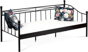 Postel jednolůžková 90x200, kovová konstrukce, matný lak – vzdušný kovový rám černá