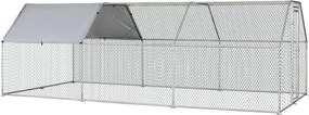 Hospodářský kurník Pawhut z pozinkovaného kovu, voděodolný, s dvířky a Oxford krytem, 280x570x195cm | Aosom