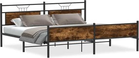 Kovový rám postele bez matrace kouřový dub 193 x 203 cm 3325116