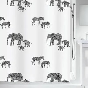 Spirella SERENGETI bílý / Sprchový závěs / motiv zvířata / polyester /
