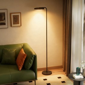 HOMCOM LED stojací lampa s magnetickým dálkovým ovládáním, flexibilně nastavitelná, otočná, kov, černá